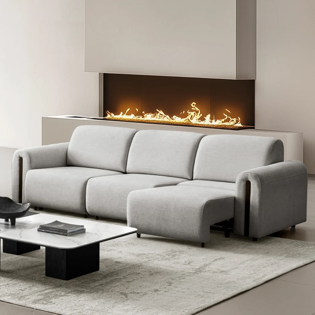 Connell 3 Seater Sliding Sofa with Remote Control - Light Grey - United ...